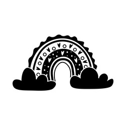 Black and white boho rainbow in hand drawn style Vector Image