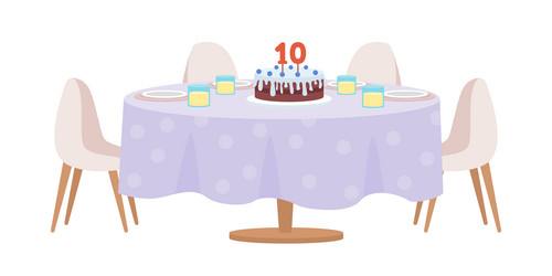 Dining table semi flat color object Royalty Free Vector
