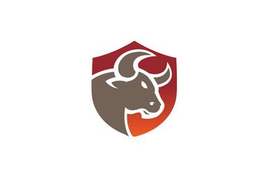 Bull shield logo icon head Royalty Free Vector Image