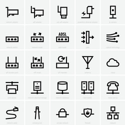 Network devices icon set Royalty Free Vector Image