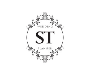 St initials letter wedding monogram logos Vector Image
