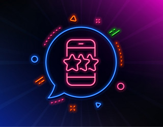 Star line icon feedback rating phone sign neon Vector Image