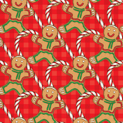 Seamless pattern candy cane and gingerbread Vector Image