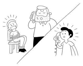 Cartoon man taken hostage tied with rope Vector Image