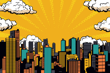 Comic Skyline Retro Vector Images (over 110)