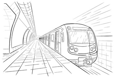 Hand drawn sketch moscow metro station Royalty Free Vector