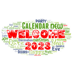 Word cloud with new year 2023 words new year Vector Image