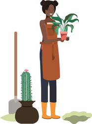 Woman with tree to plant avatar character Vector Image