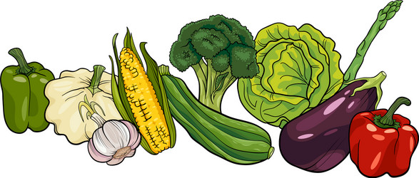 Vegetables group cartoon Royalty Free Vector Image
