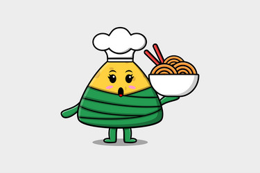 Cute cartoon chinese rice dumpling chef character Vector Image