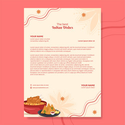 Indian food restaurant invoice template flat Vector Image