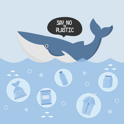 Stop plastic pollution with cute turtle cartoon Vector Image