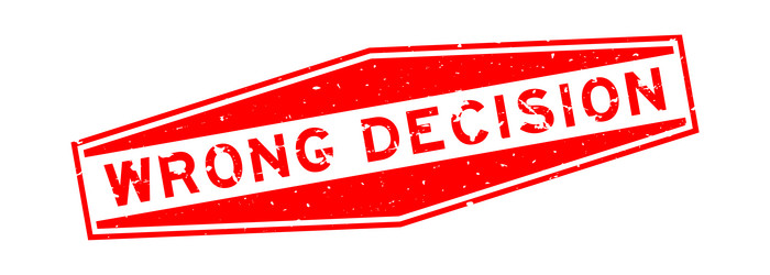 Grunge blue wrong decision word hexagon rubber Vector Image