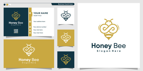 Honey bee logo with infinity outline concept Vector Image