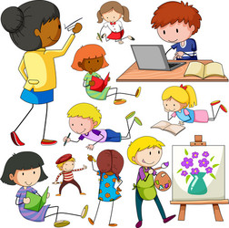 Cartoon characters activities Royalty Free Vector Image