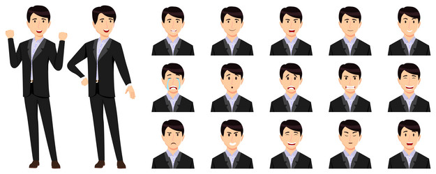 Businessman character avatar set standing Vector Image
