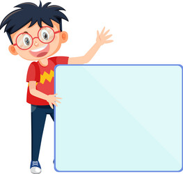 Children with blank board in cartoon style Vector Image