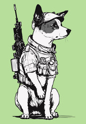 Hunting corgi dog with rifle Royalty Free Vector Image