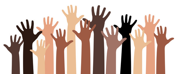 Many hands of different skin color - diversity Vector Image