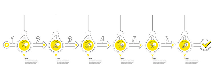 Continuous timeline with lamp light bulbs Vector Image