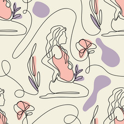Pregnant woman seamless one line pattern Vector Image