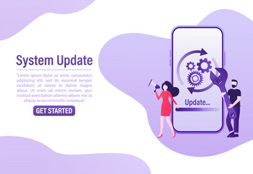 Cartoon software update people for mobile app Vector Image