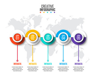 Navigation map infographic 5 steps timeline Vector Image