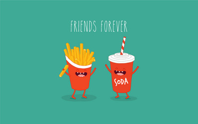 Soda water and bottles friends forever Royalty Free Vector