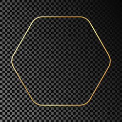 Gold glowing rounded triangle frame Royalty Free Vector