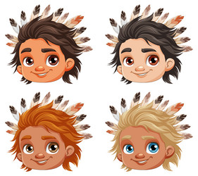 Cute female native american cartoon character Vector Image
