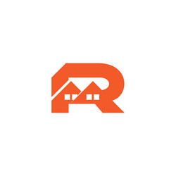 Letter r roof simple geometric home symbol logo Vector Image