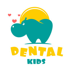 Modern tooth panda pediatric dentistry logo Vector Image