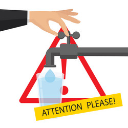 Turn off water with mans hand isolated Royalty Free Vector