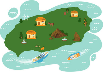 Map area and attractions island top view Vector Image