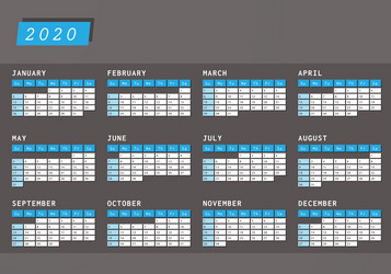 Year calendar 2020 office horizontal design Vector Image
