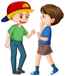 A boy pushing his friend Royalty Free Vector Image