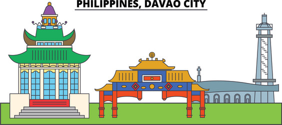 Philippines davao city travel landmark Royalty Free Vector