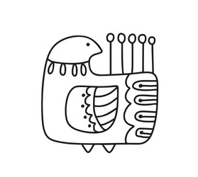 Scandi line logo bird modern abstract doodle boho Vector Image