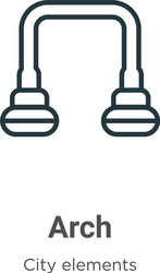 Arc outline icon thin line black flat Royalty Free Vector