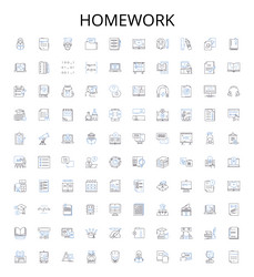 Homework outline icons collection exercise Vector Image