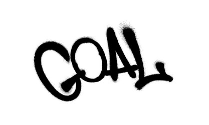 Sprayed goal font graffiti with overspray in black