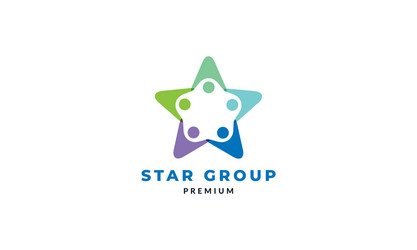 Group star people care logo Royalty Free Vector Image