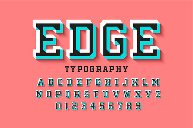 Stylized colorful 3d font edge alphabet letters Vector Image