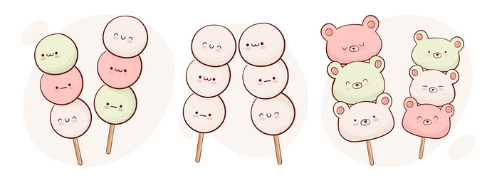 Draw funny kawaii japan tradition sweet mochi Vector Image