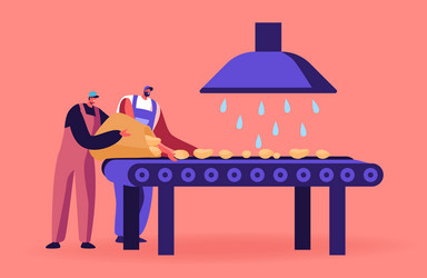 Potato chips manufacturing process worker Vector Image