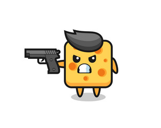 Cheese cowboy shooting with a gun Royalty Free Vector Image
