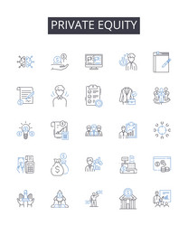 Private equity line icons collection venture Vector Image