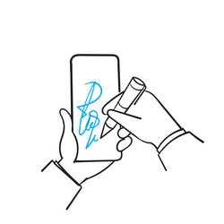 Hand drawn doodle digital signature on mobile Vector Image