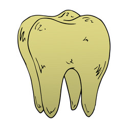 Sick tooth icon a human tooth hand drawn bad Vector Image