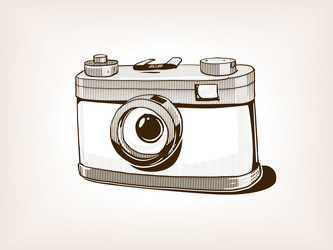 Old camera one line drawing editable stroke hand Vector Image
